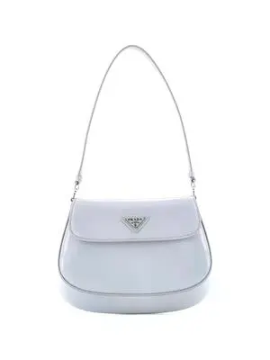 Prada Cleo Flap Shoulder Bag Spazzolato Leather Small Hobo Bag - Blue