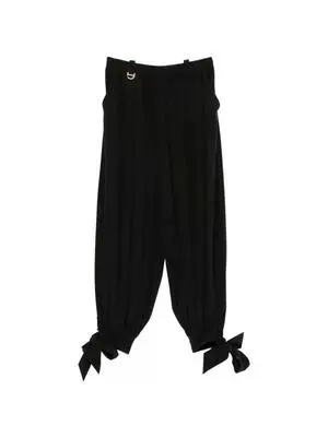Chloé Pleated Silk Crêpe De Chine Trousers With Tie Detail - Black
