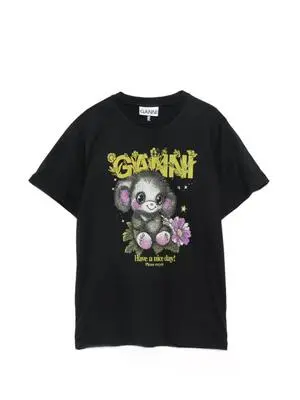 GANNI Have A Nice Day" Graphic T-shirt - Black