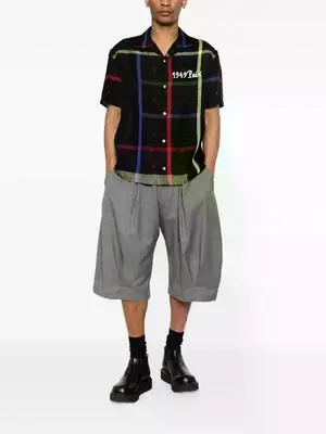 KHOKI Plaid Text Shirt - Black