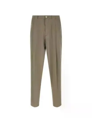 Brunello Cucinelli Pleated Cotton Trousers - Neutrals