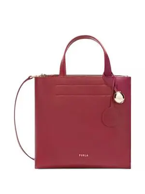 Furla Divide Top Handle Leather Tote Bag - Red