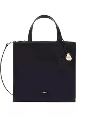 Furla Divide It Zip Leather Tote Bag - Black