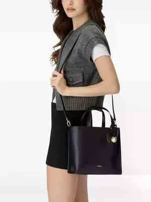 Furla Divide It Zip Leather Tote Bag - Black