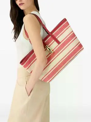 Furla Large Debby Striped Canvas Tote Bag