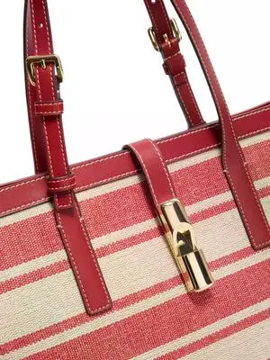 Furla Large Debby Striped Canvas Tote Bag