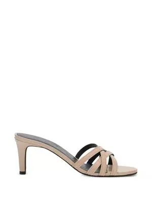 Furla Crossover Strap Leather Heeled Sandals - Neutrals