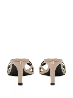 Furla Crossover Strap Leather Heeled Sandals
