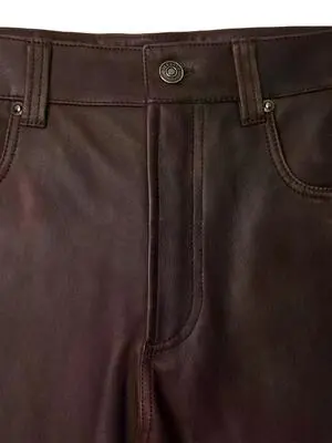 Versace Plongé Leather Straight-leg Trousers - Brown