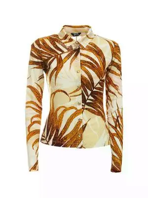 Just Cavalli Long Sleeve Shirt With Palm Leaf Print