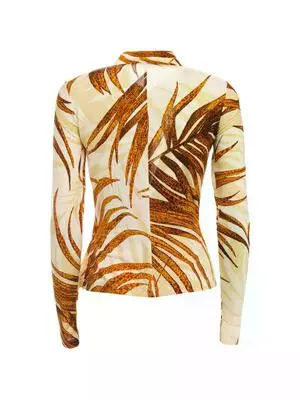 Just Cavalli Long Sleeve Shirt With Palm Leaf Print