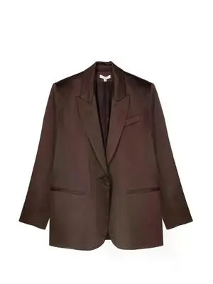 THE SEI Oversized Silk Blazer - Brown