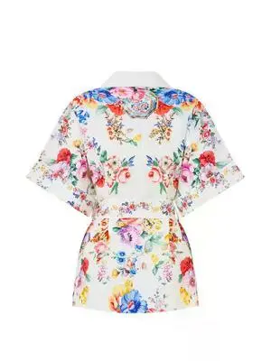 Camilla I Left My Heart In Granada Double-breasted Floral Jacket - White