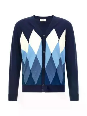 BALLANTYNE V-neck Cardigan With Argyle Jacquard