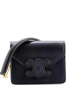 Celine Card Holder On Chain Leather Crossbody Bag - Black