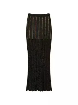 TWINSET Knitted Maxi Skirt With Lurex And Chevron Openwork