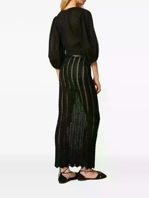 TWINSET Knitted Maxi Skirt With Lurex And Chevron Openwork