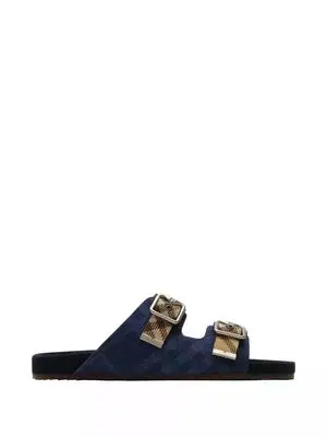 Burberry Burberry Urchin Denim Sandals With Check Straps Blue