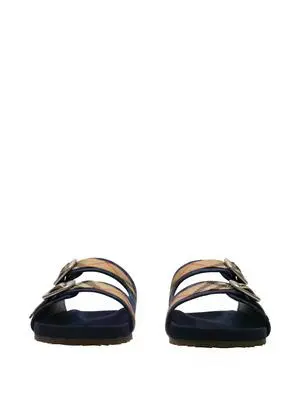 Burberry Urchin Denim Sandals With Check Straps - Blue