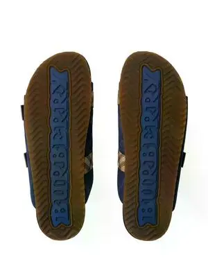 Burberry Urchin Denim Sandals With Check Straps - Blue