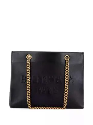 Balenciaga Leather Chain Tote Bag - Black