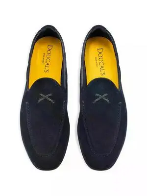 DOUCAL'S Braided-lacing Suede Loafers - Blue