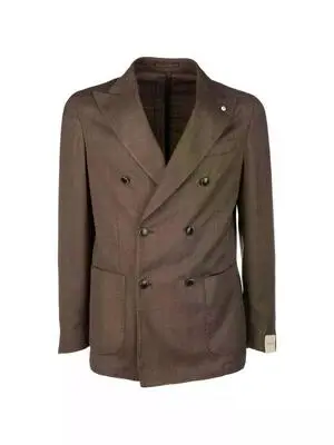 L.B.M. 1911 Double-breasted Herringbone Jacket - Brown