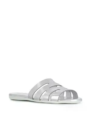 Hogan Flat Metallic Sandals - Silver