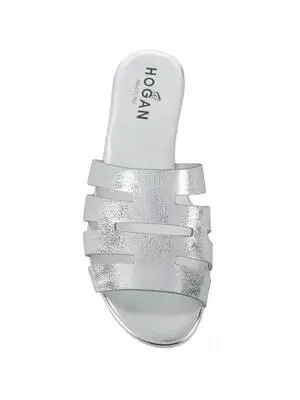 Hogan Flat Metallic Sandals - Silver