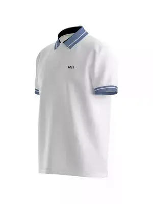 BOSS Stripe-trim Polo Shirt In Stretch Cotton