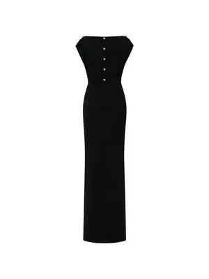 Elisabetta Franchi Sleeveless Maxi Dress With Button Detail - Black