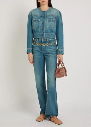 Chloé Cropped Denim Jacket With Press-stud Fastenings