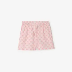 Burberry Knight Checkerboard Cotton Poplin Shorts - Peony Pink