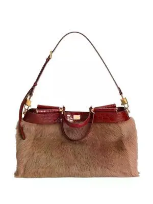 Dolce & Gabbana My Sicily Shearling And Alligator Handbag