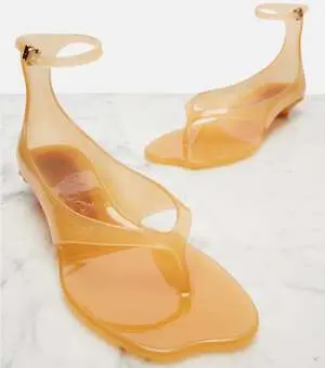 Chloé Jelly Thong Sandals With Buckle-fastening Ankle Strap - Brown