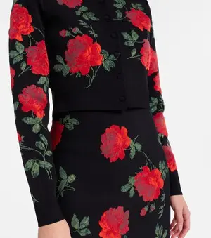 Carolina Herrera Floral Cropped Jacquard Cardigan