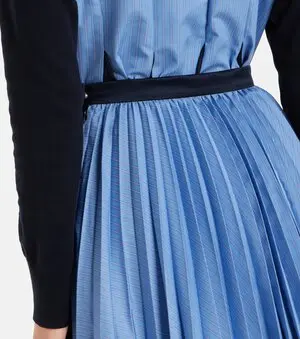 Sacai Striped Pleated Midi Skirt