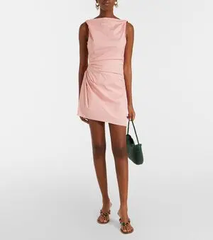 Staud Callie Asymmetric Cotton Mini Dress - Pink