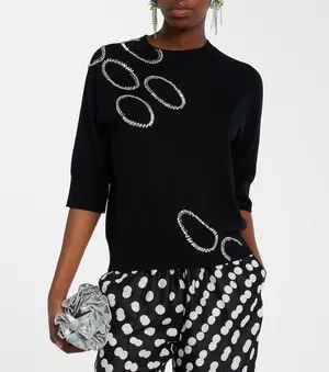 Dries Van Noten Embellished Merino Wool Sweater