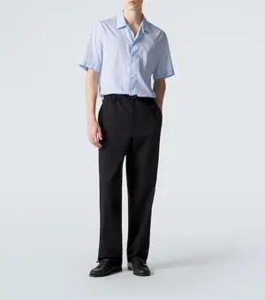 Brioni Striped Cotton Poplin Bowling Shirt