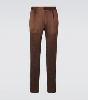 Rubinacci Reversible Silk Straight Trousers - Brown