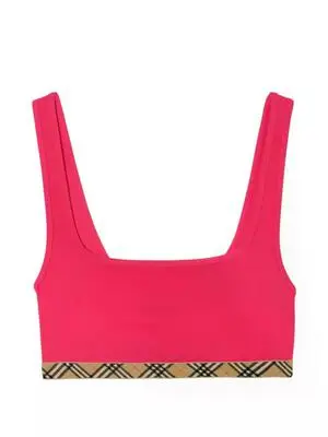 Burberry Check Trim Bikini Top - Red