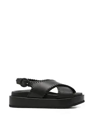 PALOMA BARCELO Criss-cross Stitched Platform Sandals - Black
