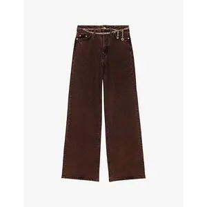 Maje Chain-belt Bootcut Denim Jeans - Brown