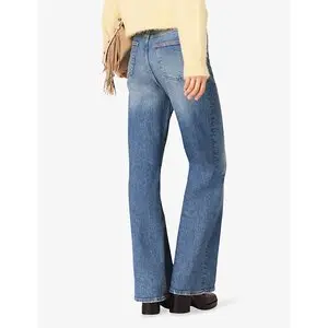 Maje Chain Belt Faded Wash Straight Leg Jeans