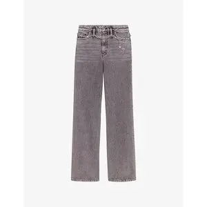 Maje Straight-leg Stonewashed Denim Jeans - Grey
