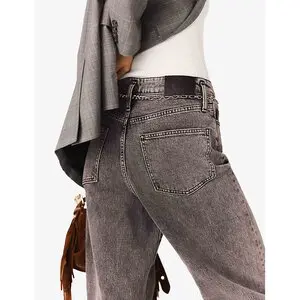 Maje Straight-leg Stonewashed Denim Jeans - Grey