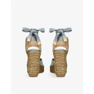 CastaÑer Chiara Cotton-canvas Wedge Sandals With Tie Fastening