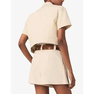 Maje Cropped Cotton Jacket With Short Sleeves
