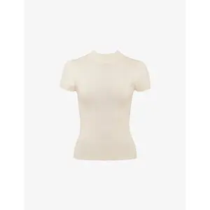 House Of Cb Tamra Knitted Cotton-blend Top - Ivory